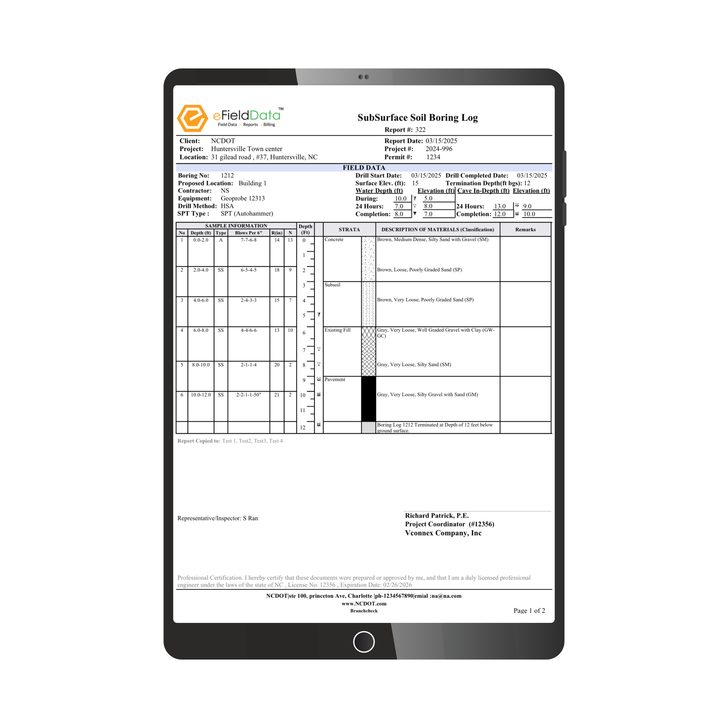 eField Boring Log: Simple Borehole Logging & Geotechnical Reporting